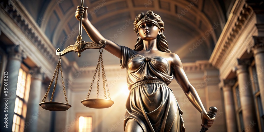 Lady Justice statue in grand courthouse, symbolizing justice and ...