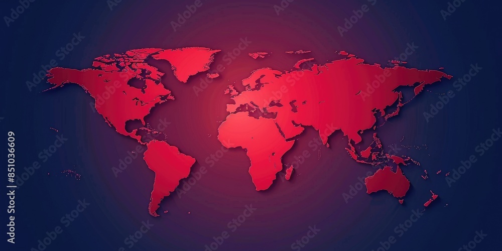World Map Red. Detailed Country Map Red Template for Annual Report ...