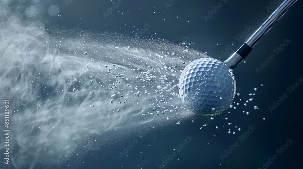 High-speed capture of a golf club striking a golf ball, moment of ...