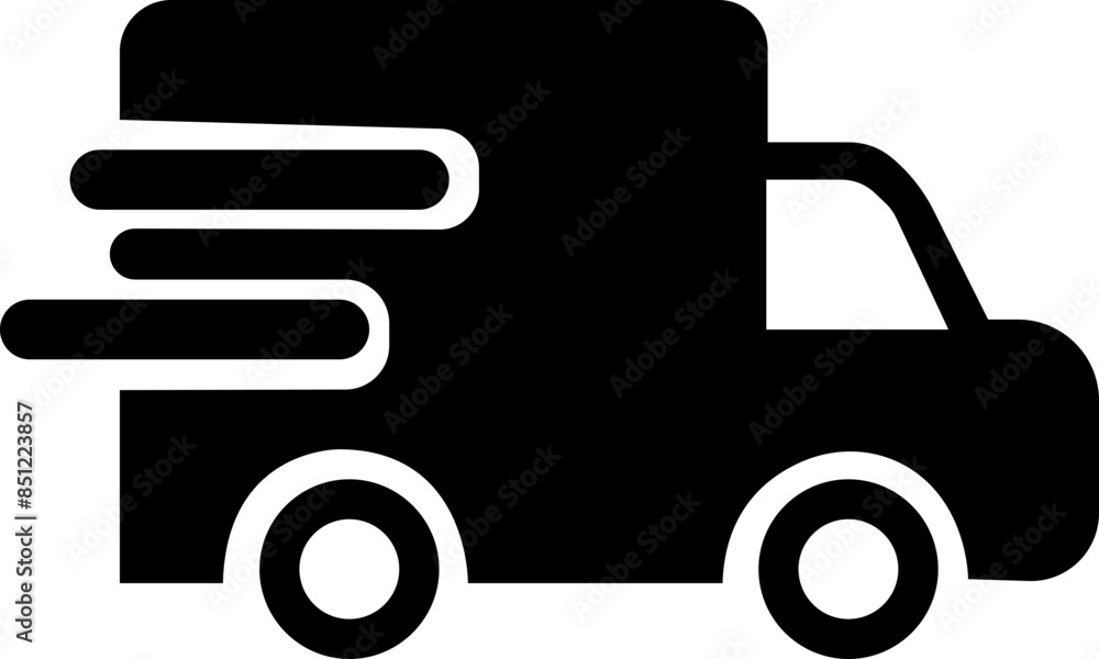 Fast moving shipping delivery truck fill vector icon for transportation ...