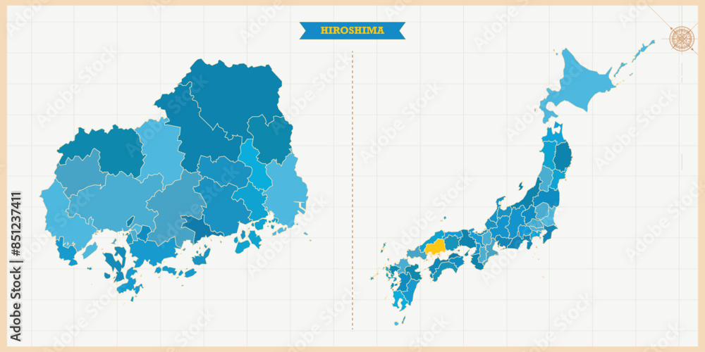 A Map highlighting Hiroshima in the Japan Map, Hiroshima and Japan ...