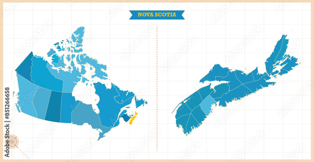 A Map highlighting Nova Scotia in the Canada Map, Nova Scotia and ...