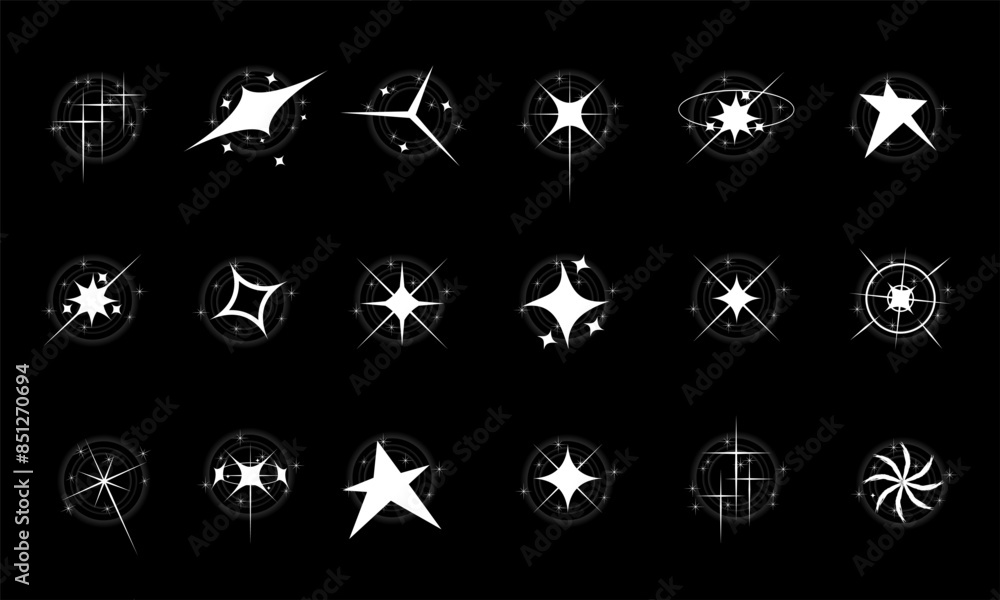 White Star icon collection. Sparkle effect sign vector design. Template ...