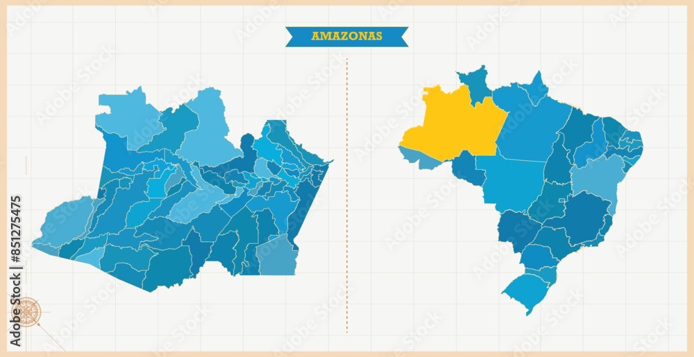 A Map highlighting Amazonas in the Brazil Map, Amazonas and Brazil ...