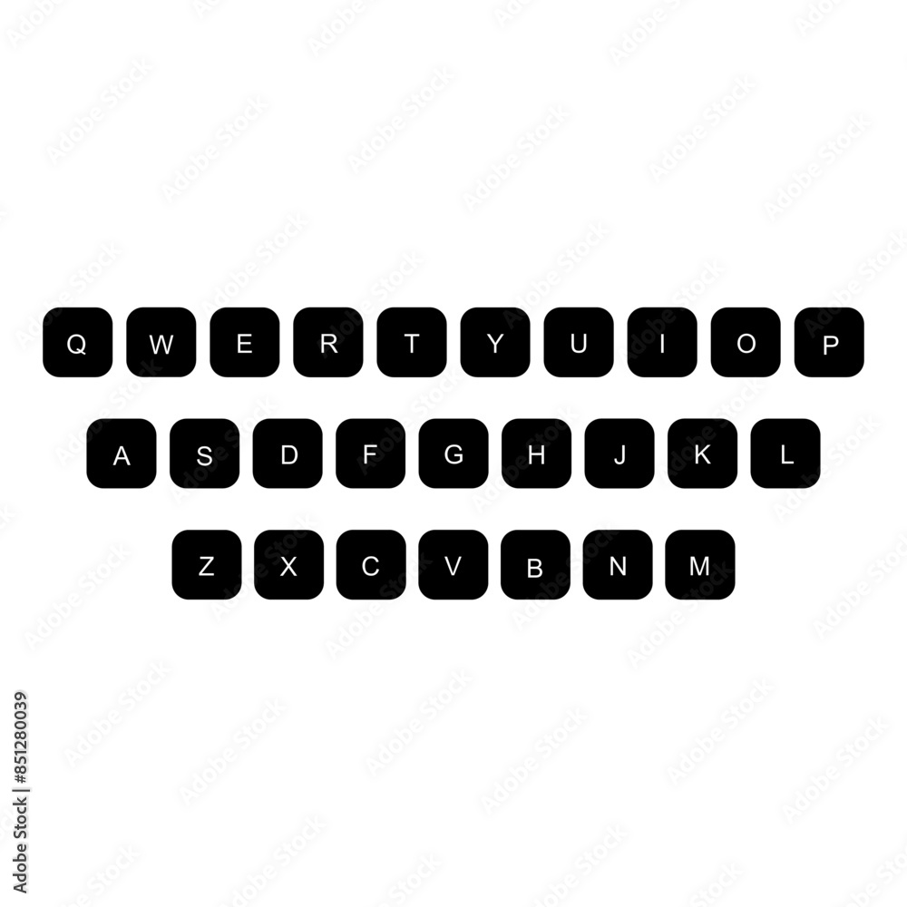 QWERTY button on laptop. Vector. A letter keyboard with a simple design ...