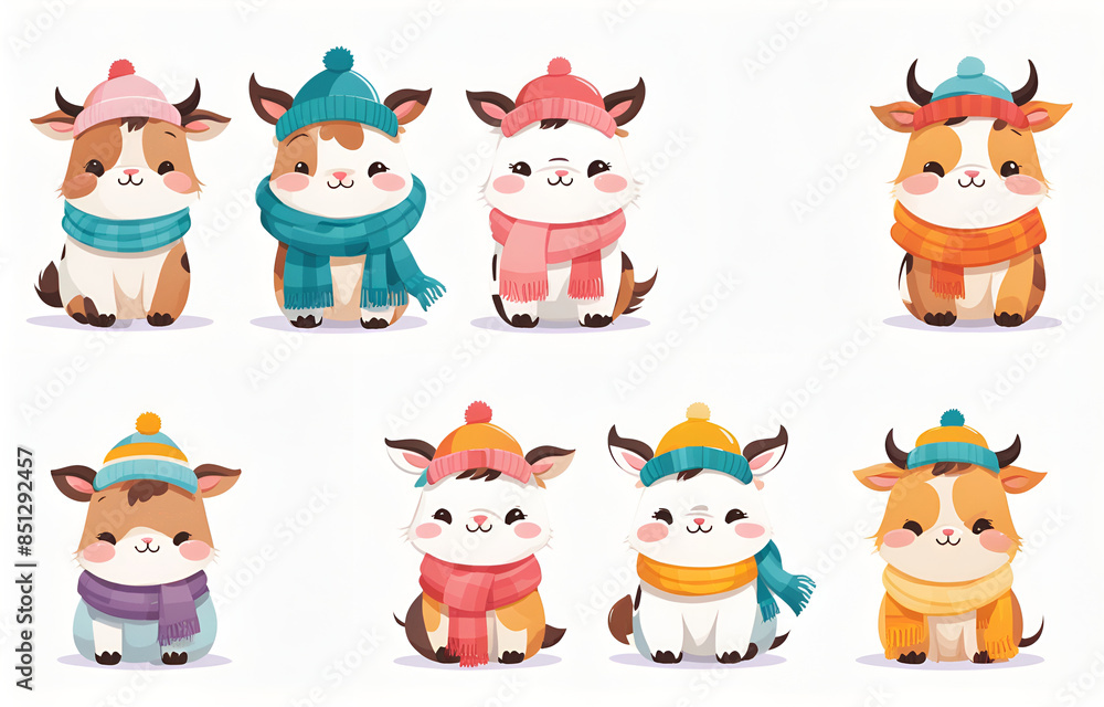 Cartoon cow wearing hats and necklaces,litele cow ,Duoge Comics. Multi ...