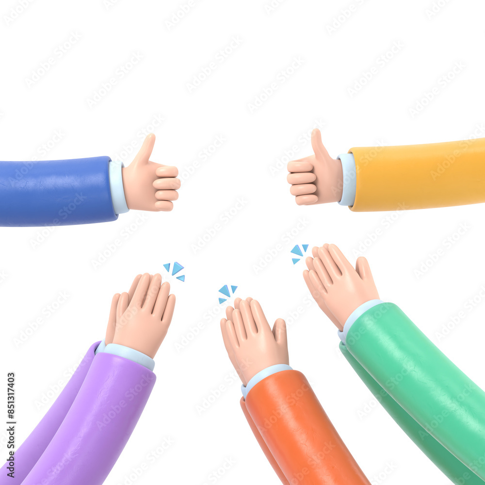 Set of people hands clapping, giving likes. Applause, ovation ...