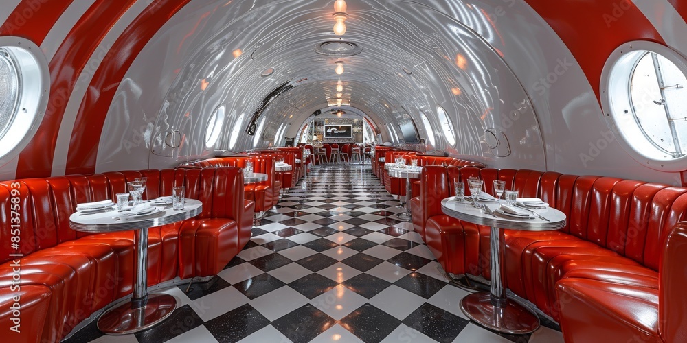 Ilustrace Retro-futuristic diners where classic Americana comfort foods ...