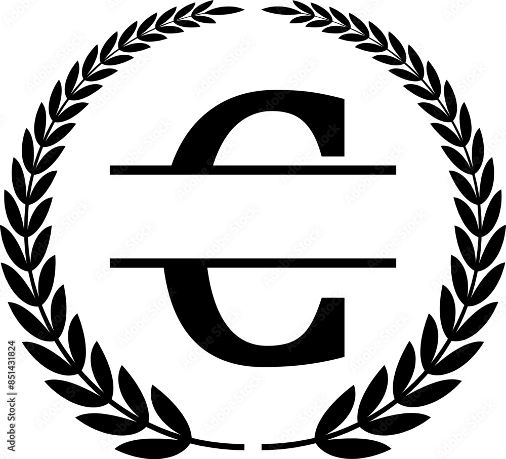 LETTER B split symbol monogram logo in floral circle svg vector file ...