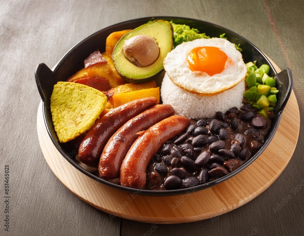 Bandeja paisa, typical dish at the Antioqueña region of Colombia. It ...