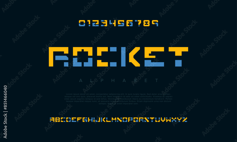 Rocket creative geometric modern urban alphabet font. Digital abstract ...