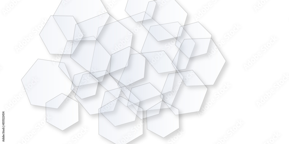 Abstract trendy technology of gradient white and gray hexagonal element pattern artwork design ...