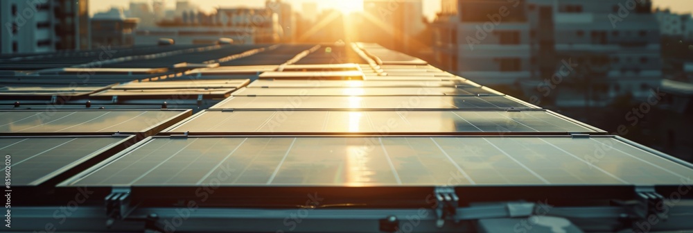 Rooftop Solar Panels in Sunlight: Showcasing Green Energy ...