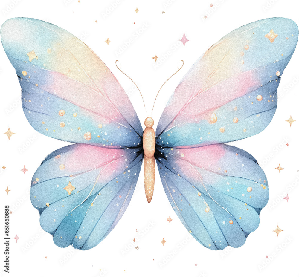 Watercolor butterfly painting pastel clipart transparent background ...