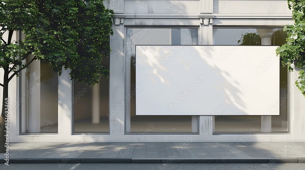 Blank white shop sign mockup large billboard banner on a storefront ...