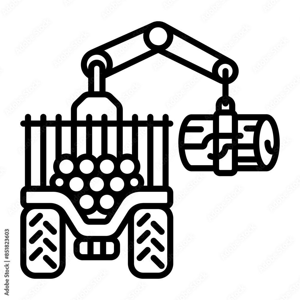 Log loaders transport trucks vector icon design, timber and lumber ...