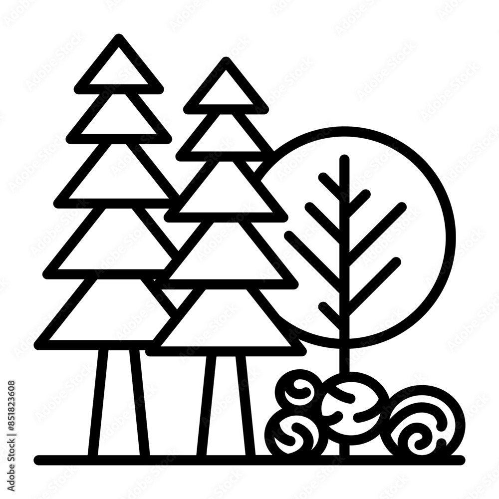 growing trees on farmlands for commercial vector icon design, timber ...