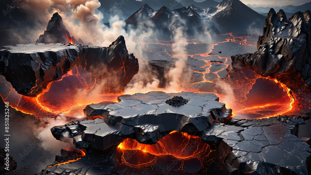 product display podium, Empty Obsidian Meteor Magma Table with smooth ...