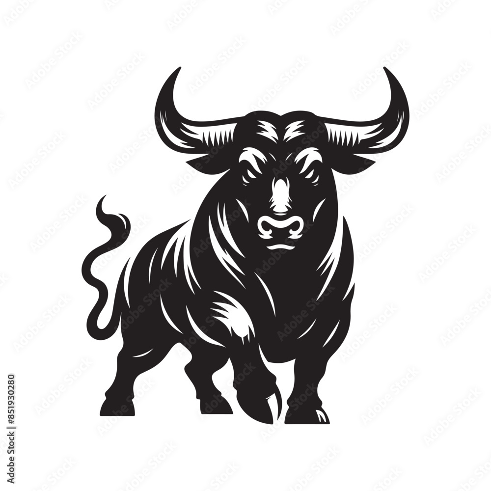 Vector de Stock Bull images set. Bull logo designs set, Stylized ...