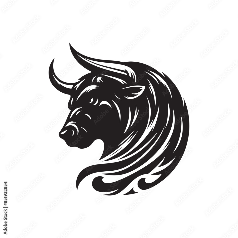 Bull images set. Bull logo designs set, Stylized silhouettes of ...