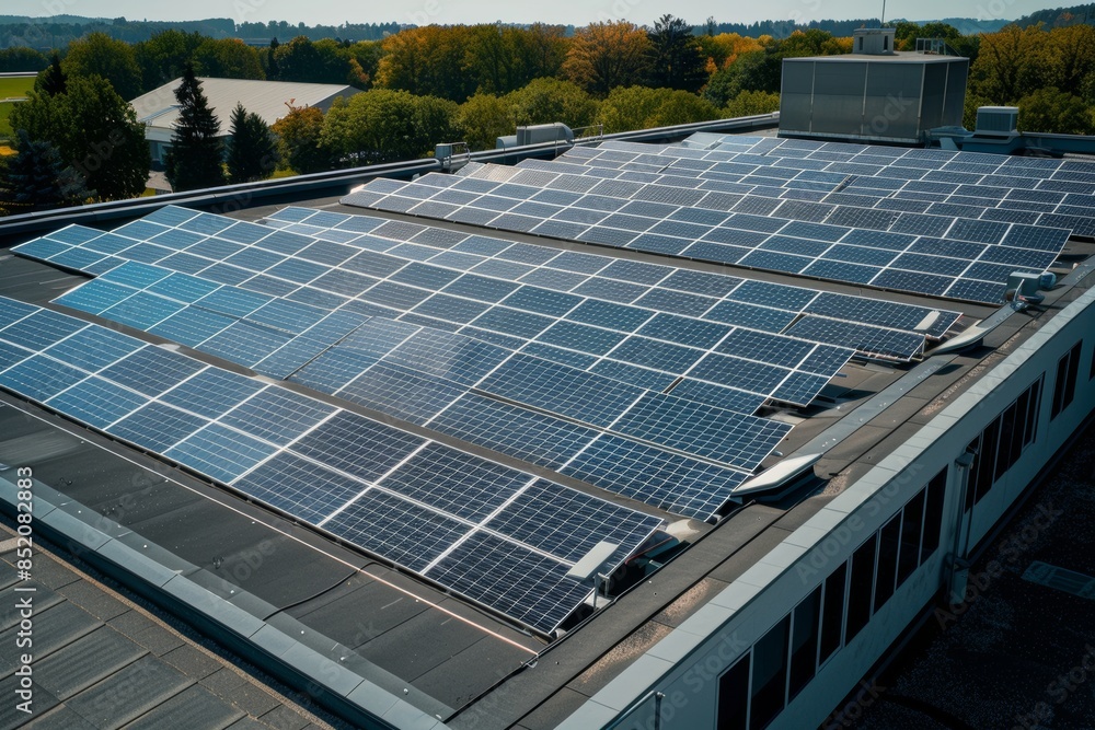 solar panels using photovoltaic cells to generate electricity on ...