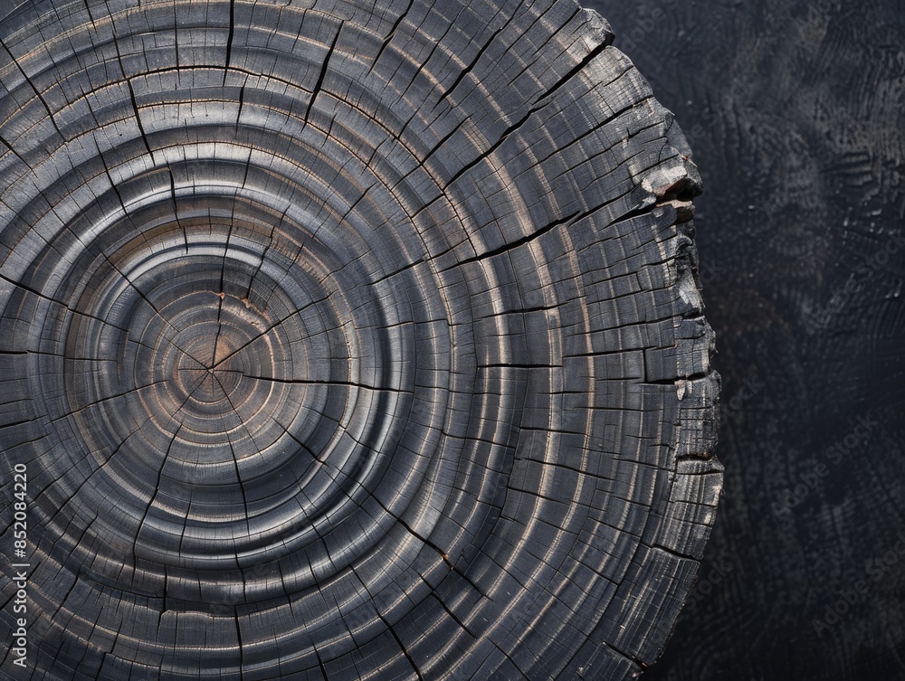 Hyperrealistic natural look a macro close-up shot of tree rings, each ...