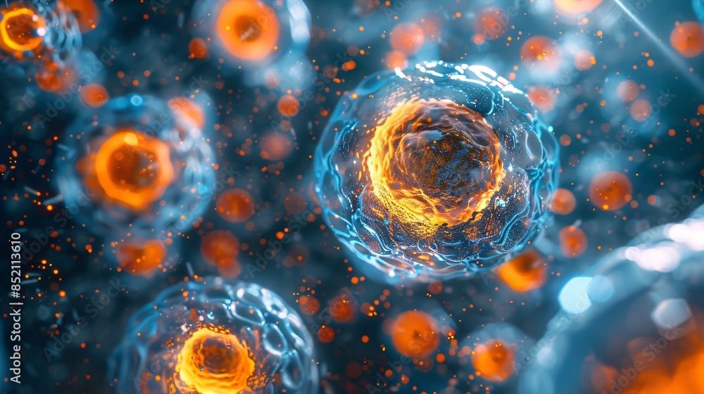 microscopic view of human cells, cell regeneration and structure Stock ...