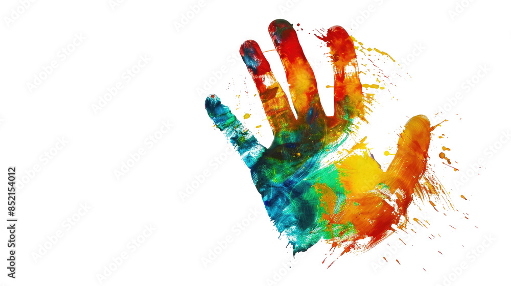 Colorful handprint on a transparent background Stock Illustration ...