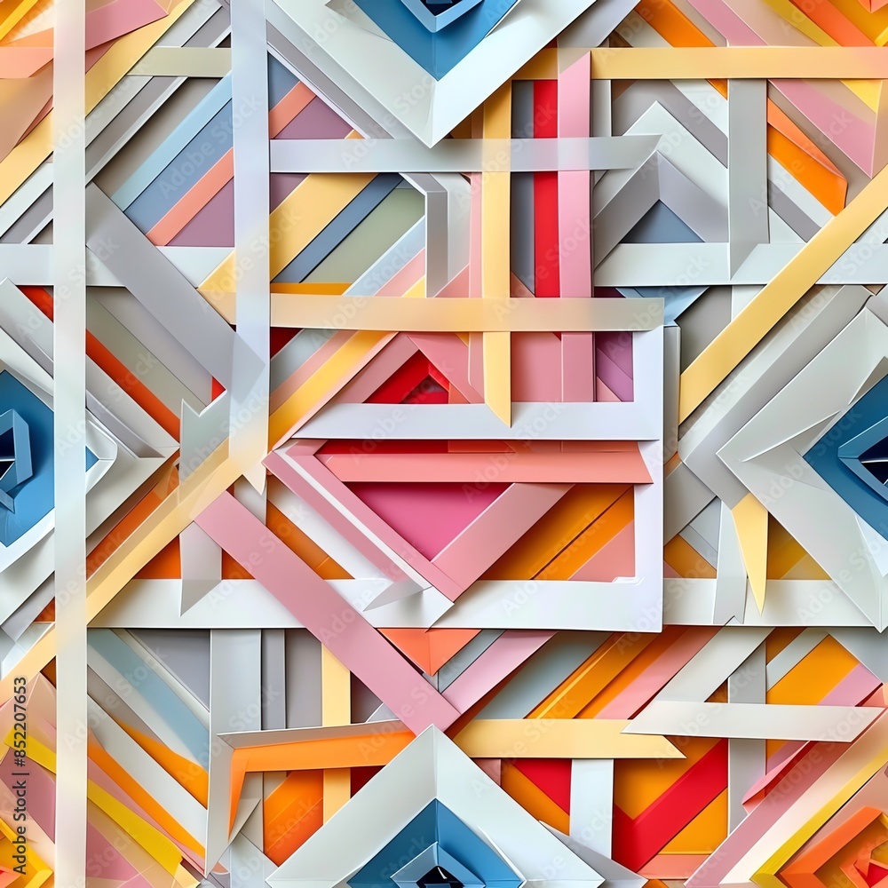An artistic composition of paper cut-outs, with multiple layers of ...