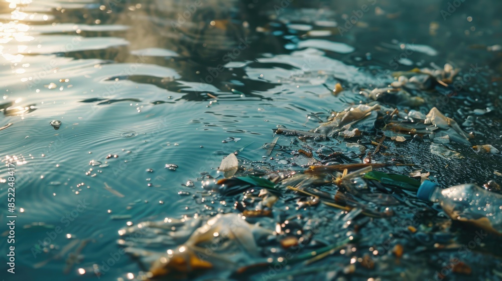Close up view representing the concept of water pollution and its ...