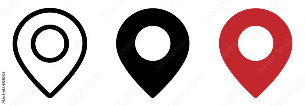 location pin icon symbol sign isolated on transparent background, map ...