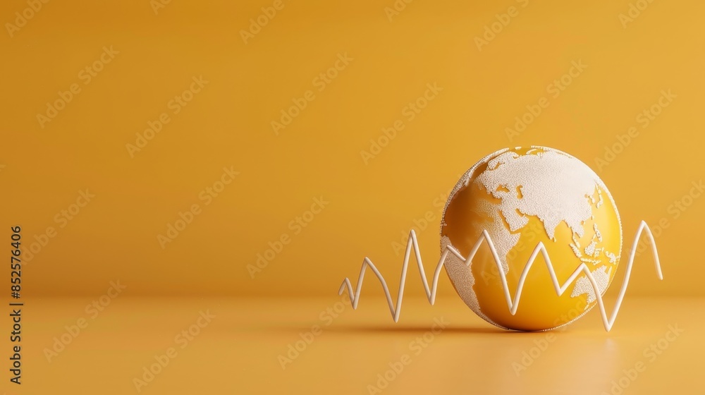 Detailed Earth globe illustration for World Health Day, heartbeat line ...