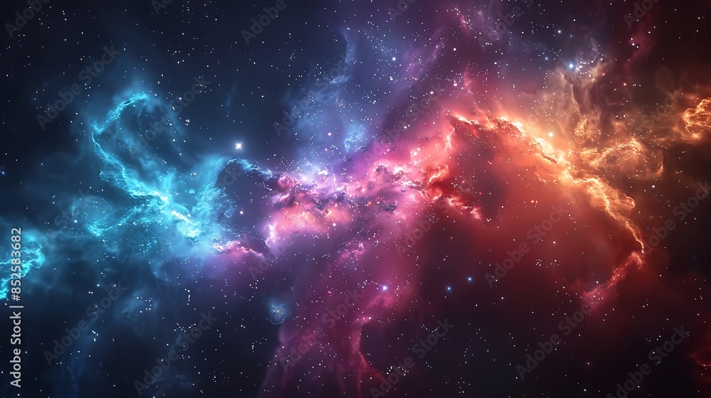 An abstract design of animated shooting stars crossing a galactic outer ...