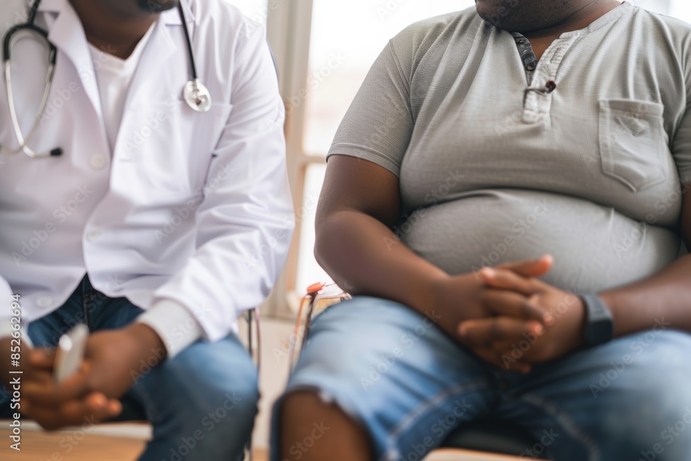 link between obesity and diabetes - person at doctor office at health ...