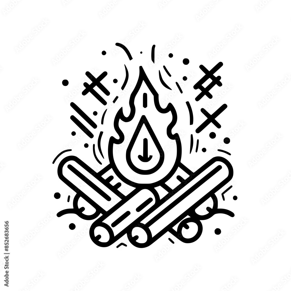 Vector de Stock Flame Clipart, Flame Silhouette, Campfire SVG Bundle ...