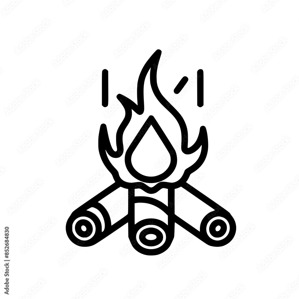 Flame Clipart, Flame Silhouette, Campfire SVG Bundle, Camping Clipart ...