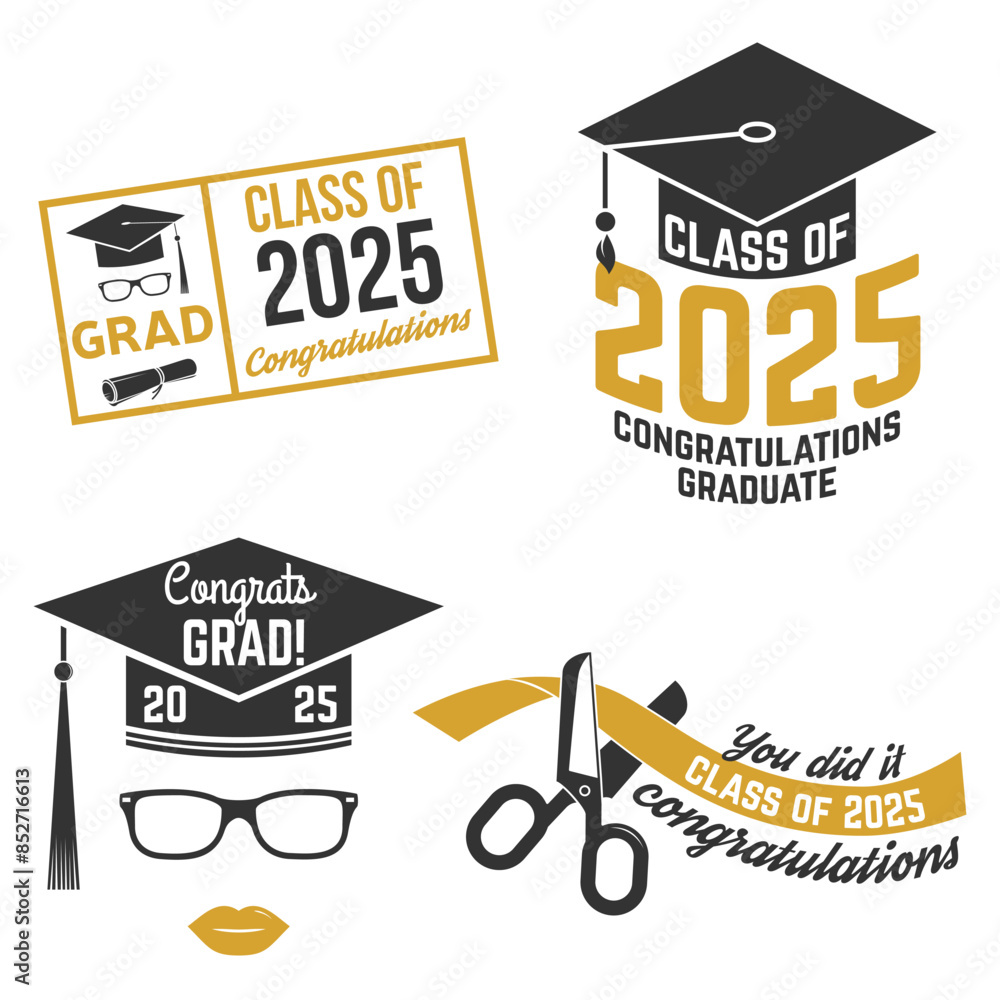Set of Class of 2025 badges Concept for shirt, print, seal, overlay or ...