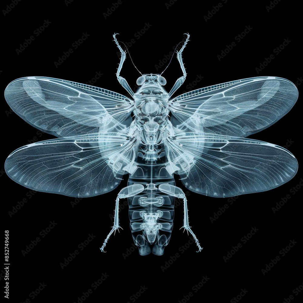 X-ray of a cicada, displaying its exoskeleton and internal organs ...