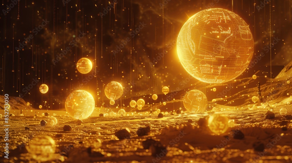 Hyper-advanced Martian economy with floating digital coins and ...