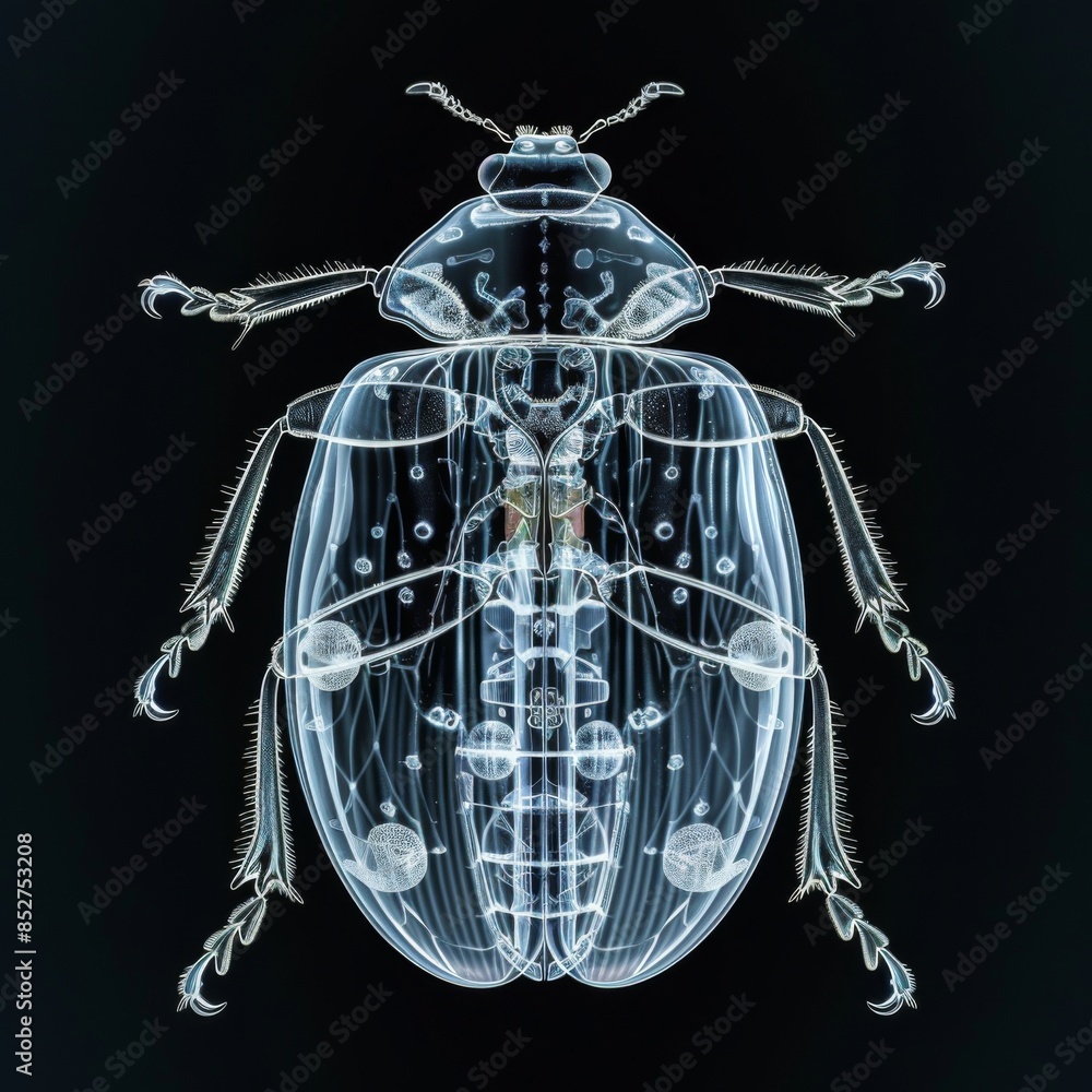 X-ray of a ladybug, displaying its exoskeleton and internal structure ...
