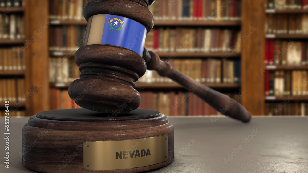Nevada Flag on Judge Gavel or Hammer in Court with State Name. Legal ...