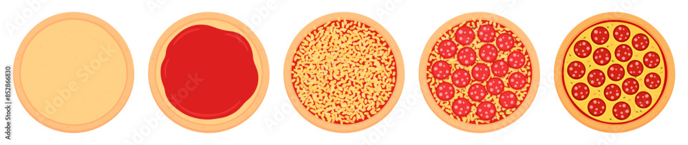 Process of making pepperoni pizza Stock Vector | Adobe Stock