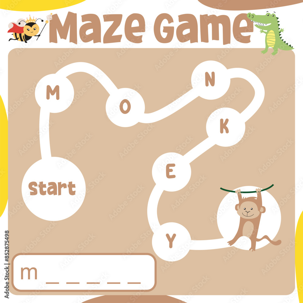 Maze game worksheet. Worksheet for learning English. Educational ...