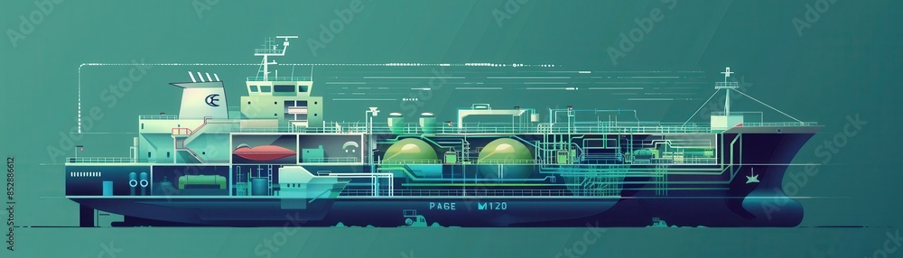 Crosssectional diagram of electric ships power storage, technical ...