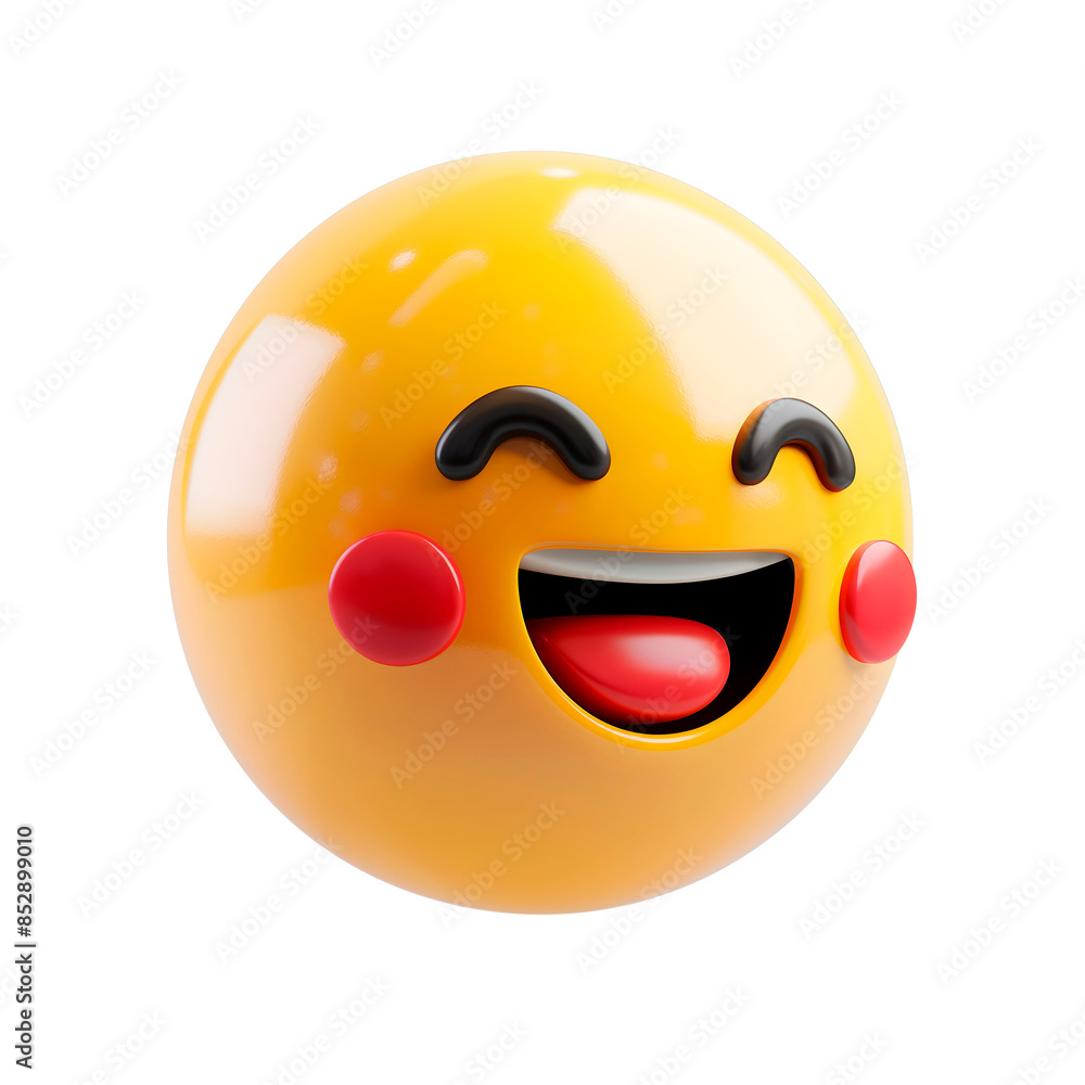 isolated 3d emoji with happy face on plain background smiley emoticons ...