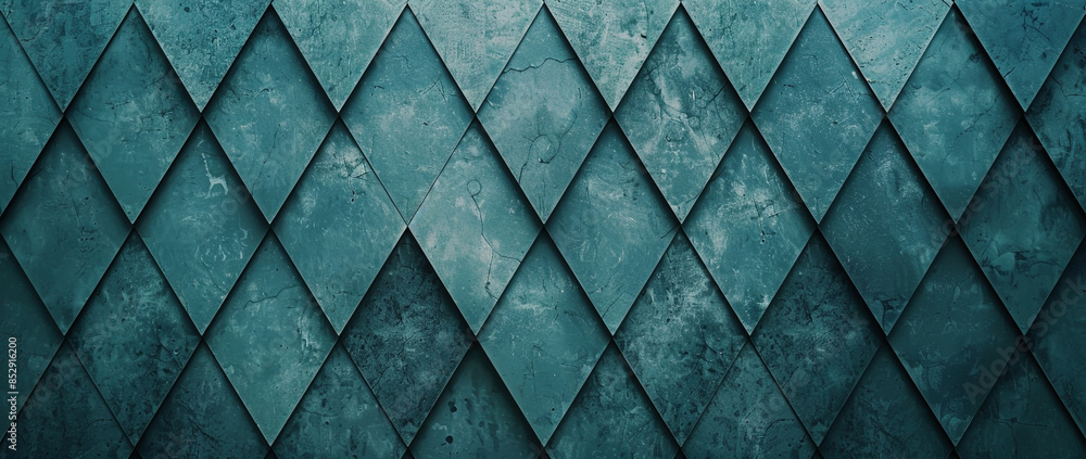 Dark teal diamond shape pattern with grunge texture, seamless ...