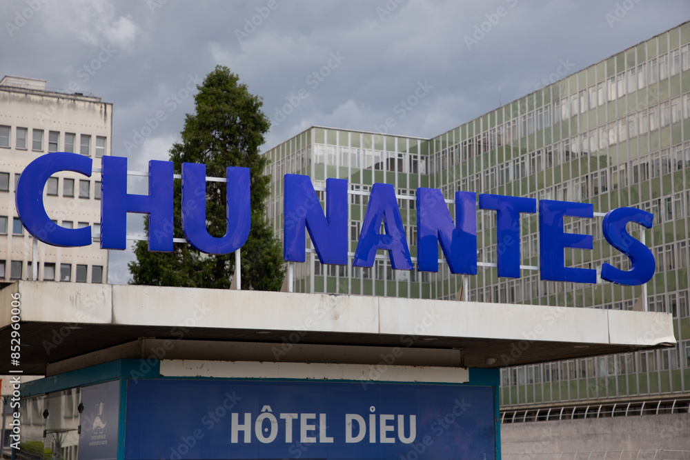 Main entrance of the Centre Hospitalier Universitaire CHU Nantes french ...