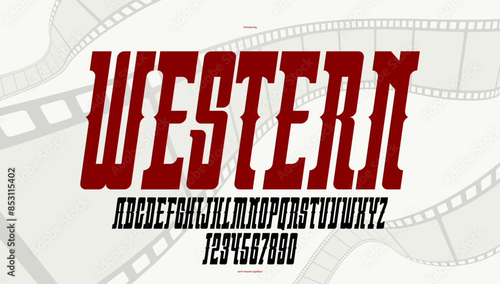 Massive italic condensed serif font in American style, tall wild west ...