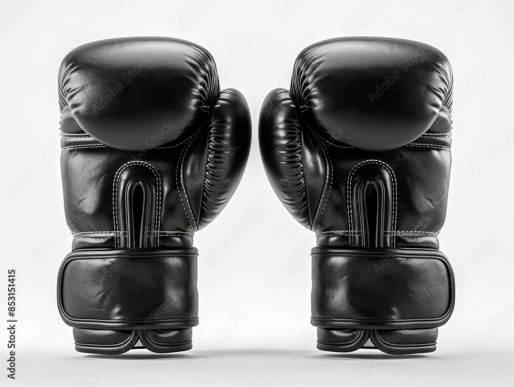 Contemporary black boxing glove front side view set, realistic mockup ...