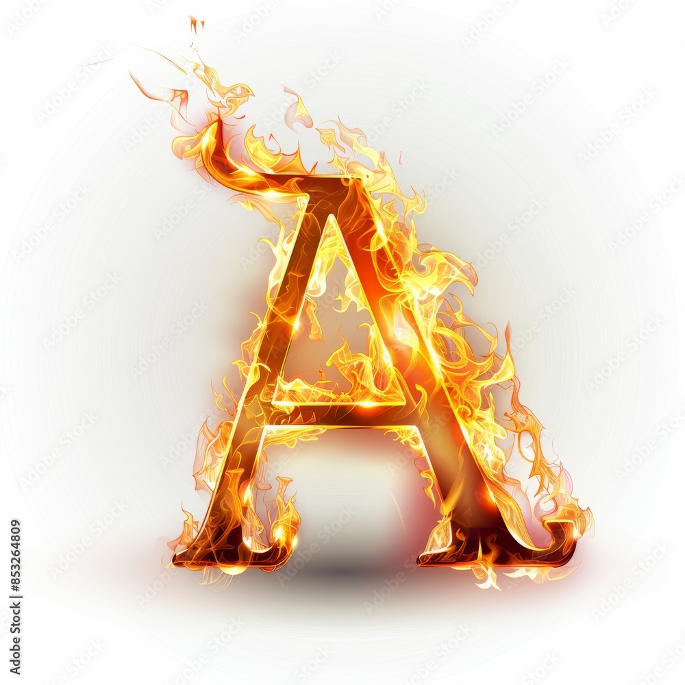 Fire alphabet, realistic letters fire, fire font letter A Stock ...